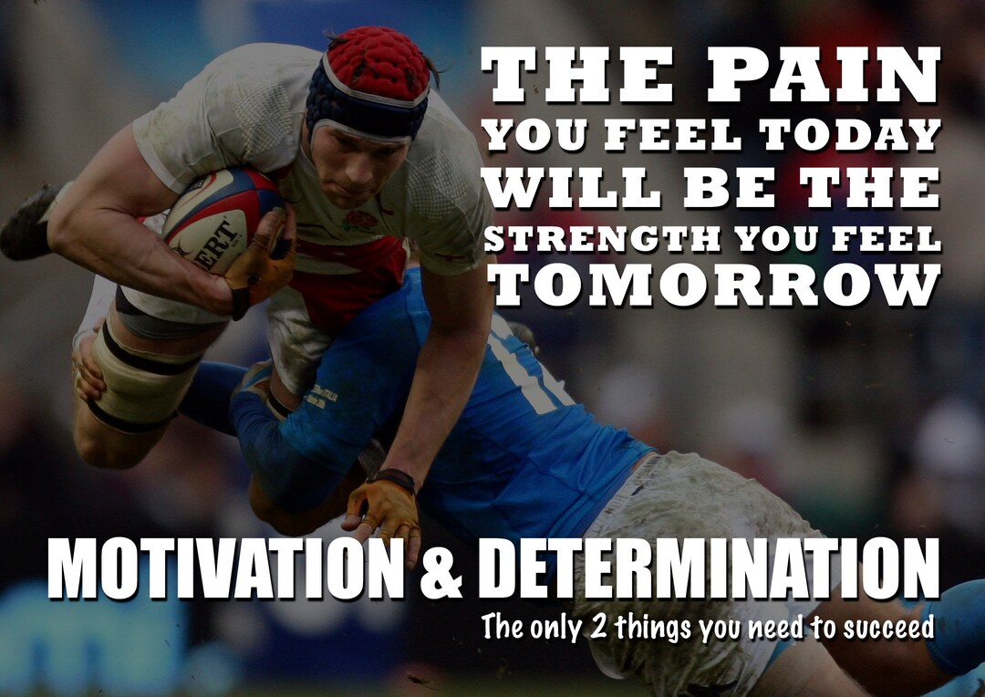 Rugby Motivational Poster 'the Pain You Feel Today' Quote Wall Art ...