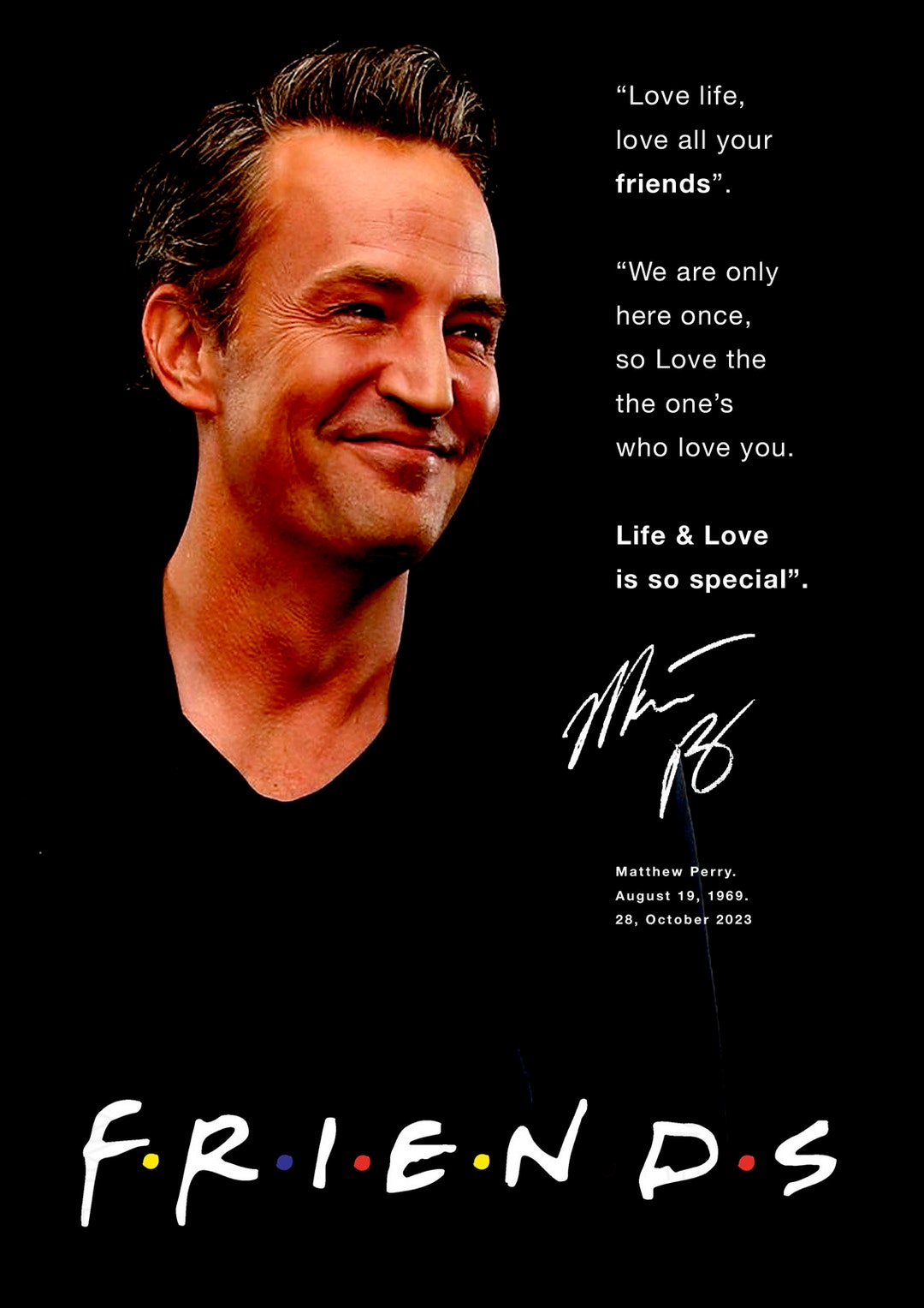 Matthew Perry Poster Print Wall Art Chandler Bing Friends Memorabilia ...