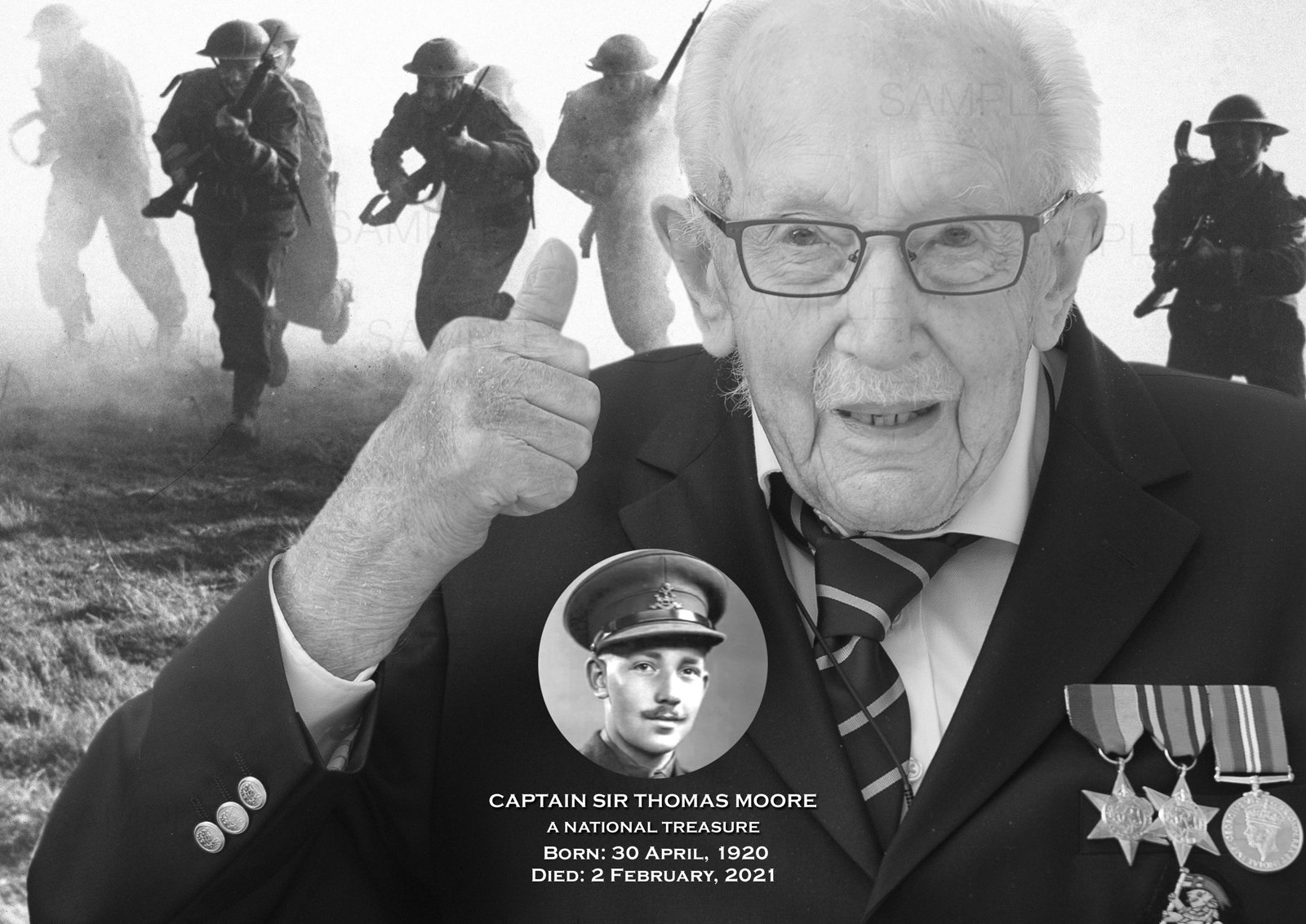 Captain Tom Moore Poster Wall Art Memorabilia - Signed (copy) #16 - (A4 ...