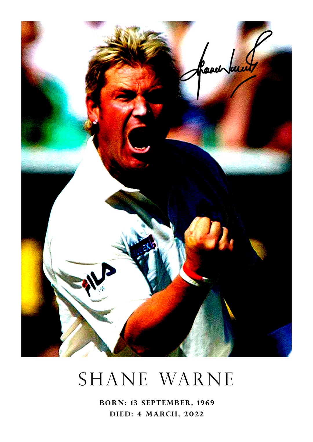 Shane Warne Retro Poster Wall Art Print Shane Warne Signed - Etsy
