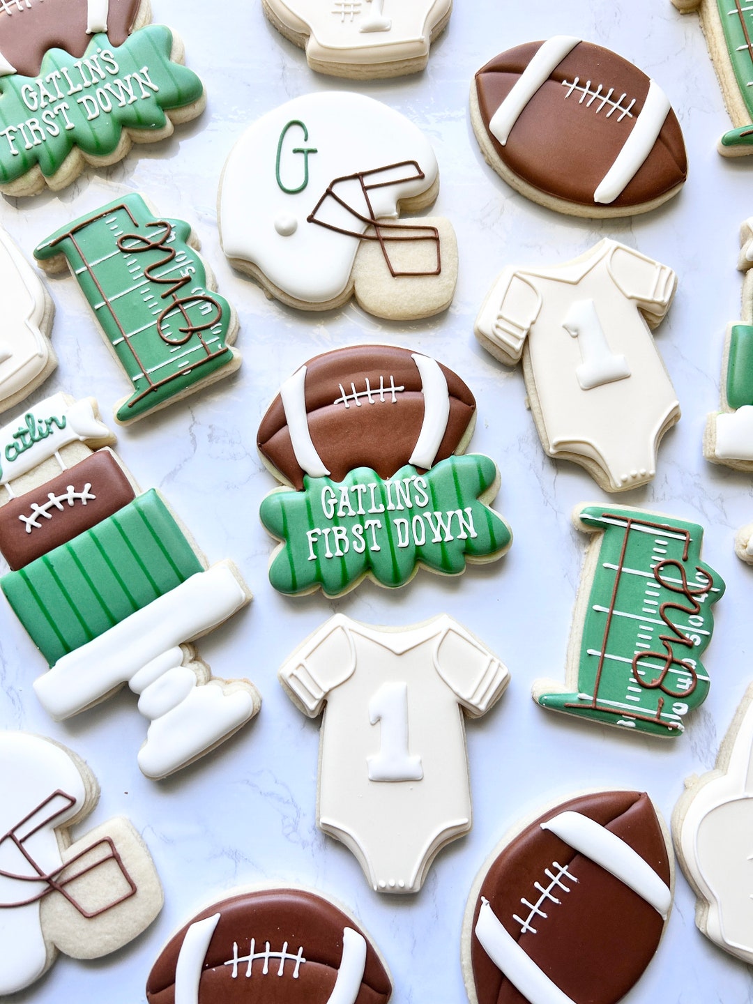 Football Themed Cookies/ First Down Birthday Cookies/ First Down ...