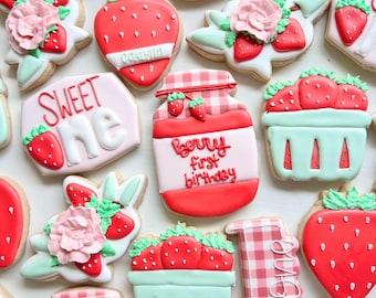 Berry First Birthday Strawberry Birthday Cookies - Etsy
