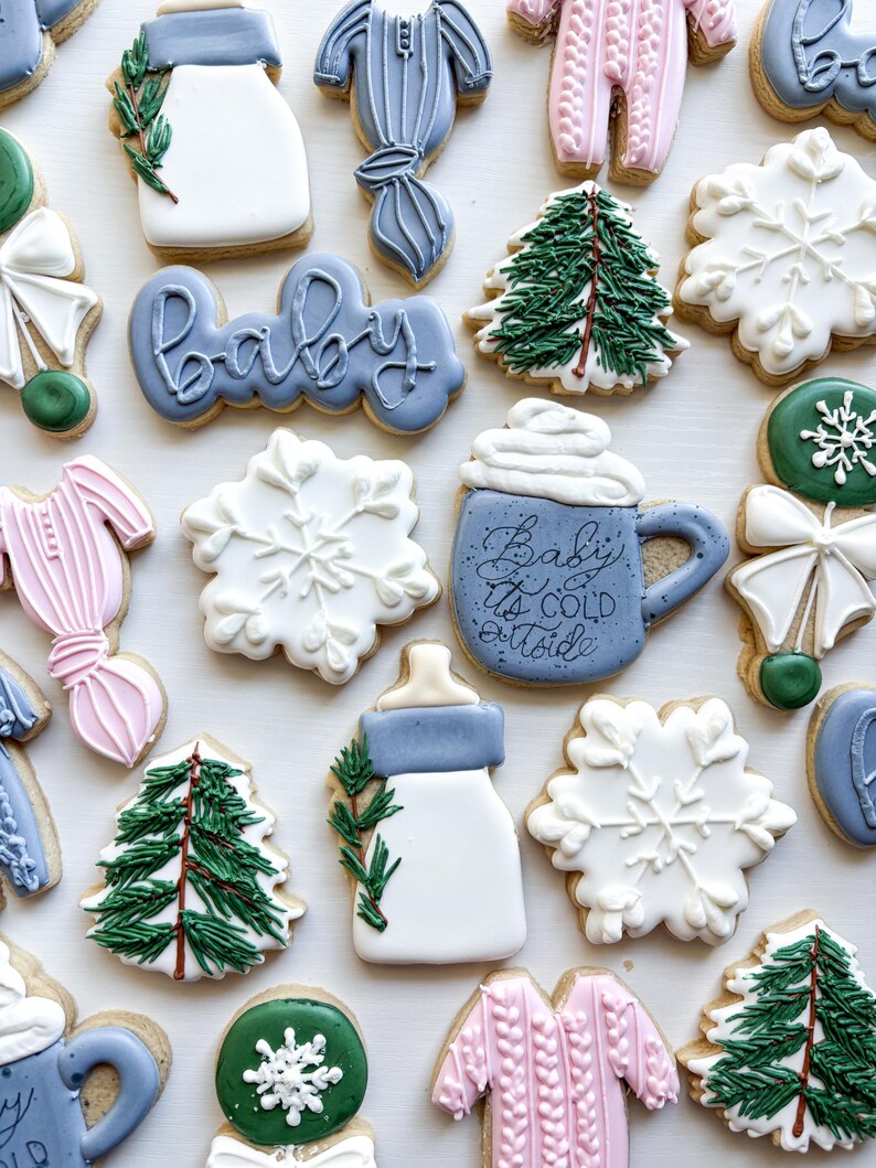 Baby Shower Winter Sugar Cookies / 1 Dozen / Winter Baby Shower Cookies ...