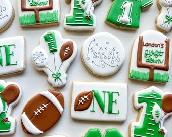 Football Themed Cookies/ First Down Birthday Cookies/ First Down ...