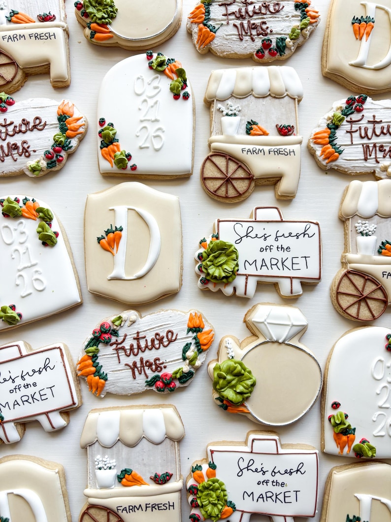 Bridal Shower Cookies: "fresh off the Market" Decorated Set (12 Cookies ...