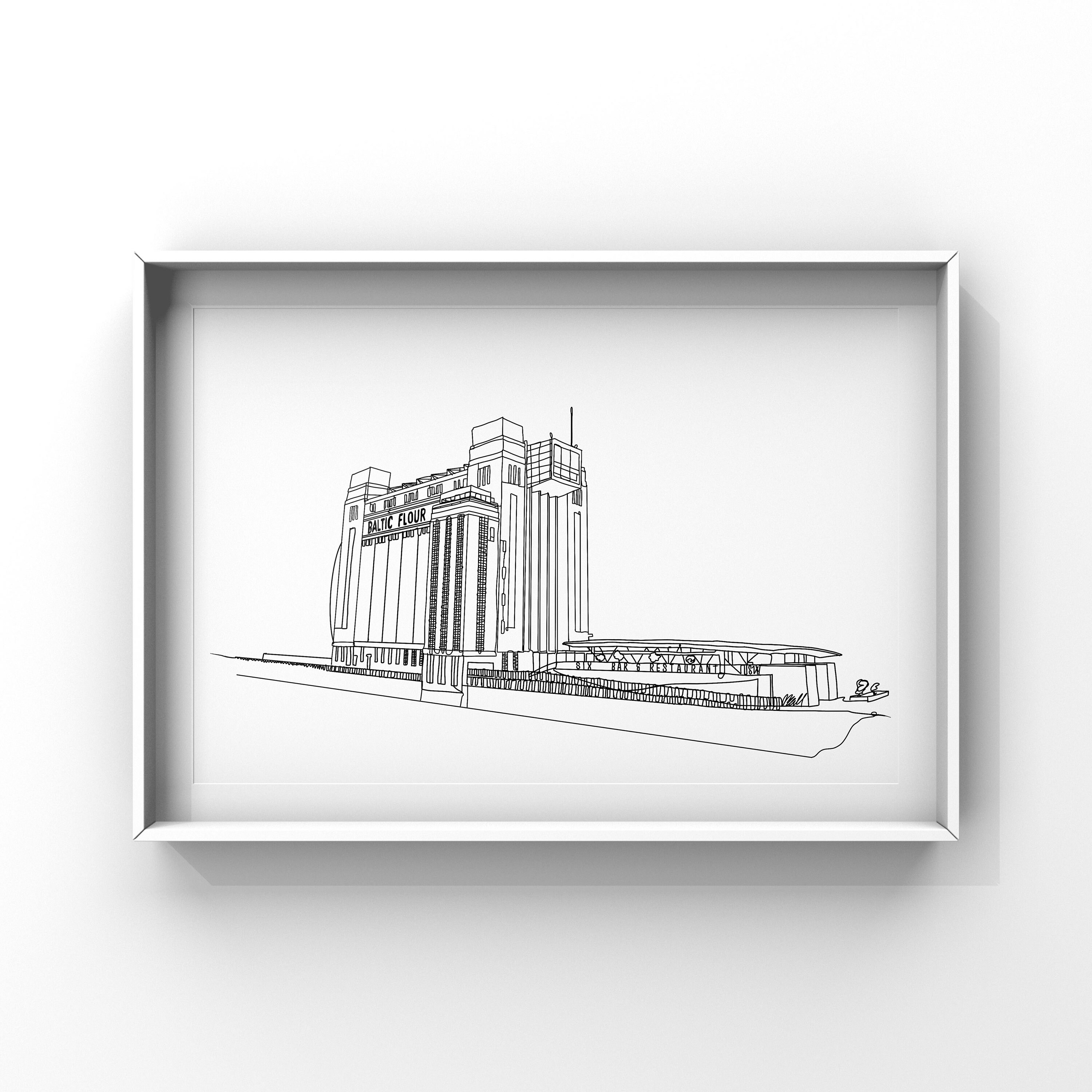 The Baltic, Gateshead Line Drawing - Etsy UK