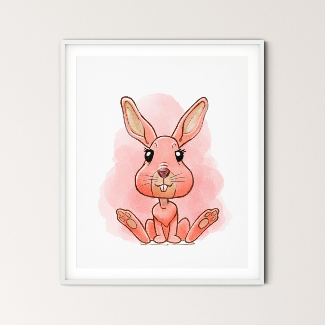 Pink Bunny Nursery Wall Decor Descarga de arte digital Girls Nursery ...