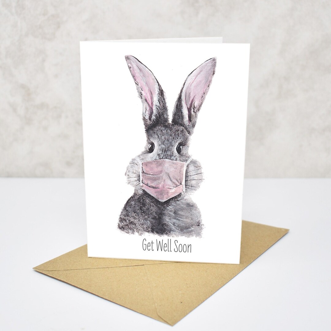Get Well Soon/ Greeting Card/ Bunny/ Rabbit/ Covid/ Bunny in a Mask ...