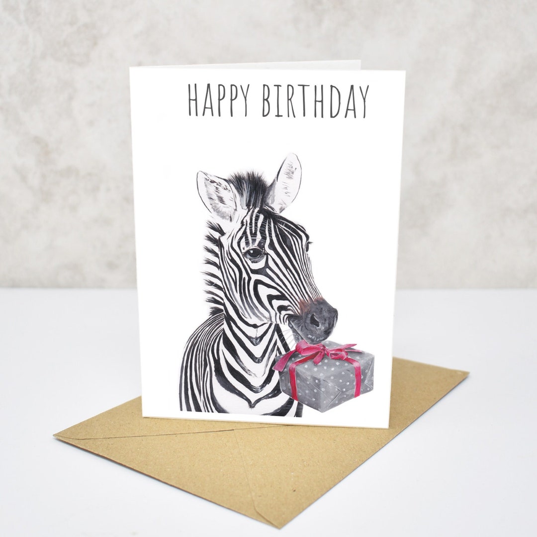 Happy Birthday/ Zebra/ Birthday/ Animal no.2205 - Etsy