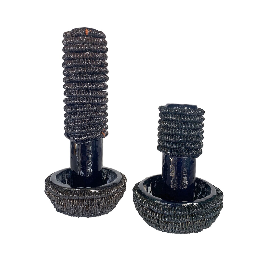 Indigo Clay Candlestick: Handmade Mexican Seed Candle Holder or Vase - Etsy