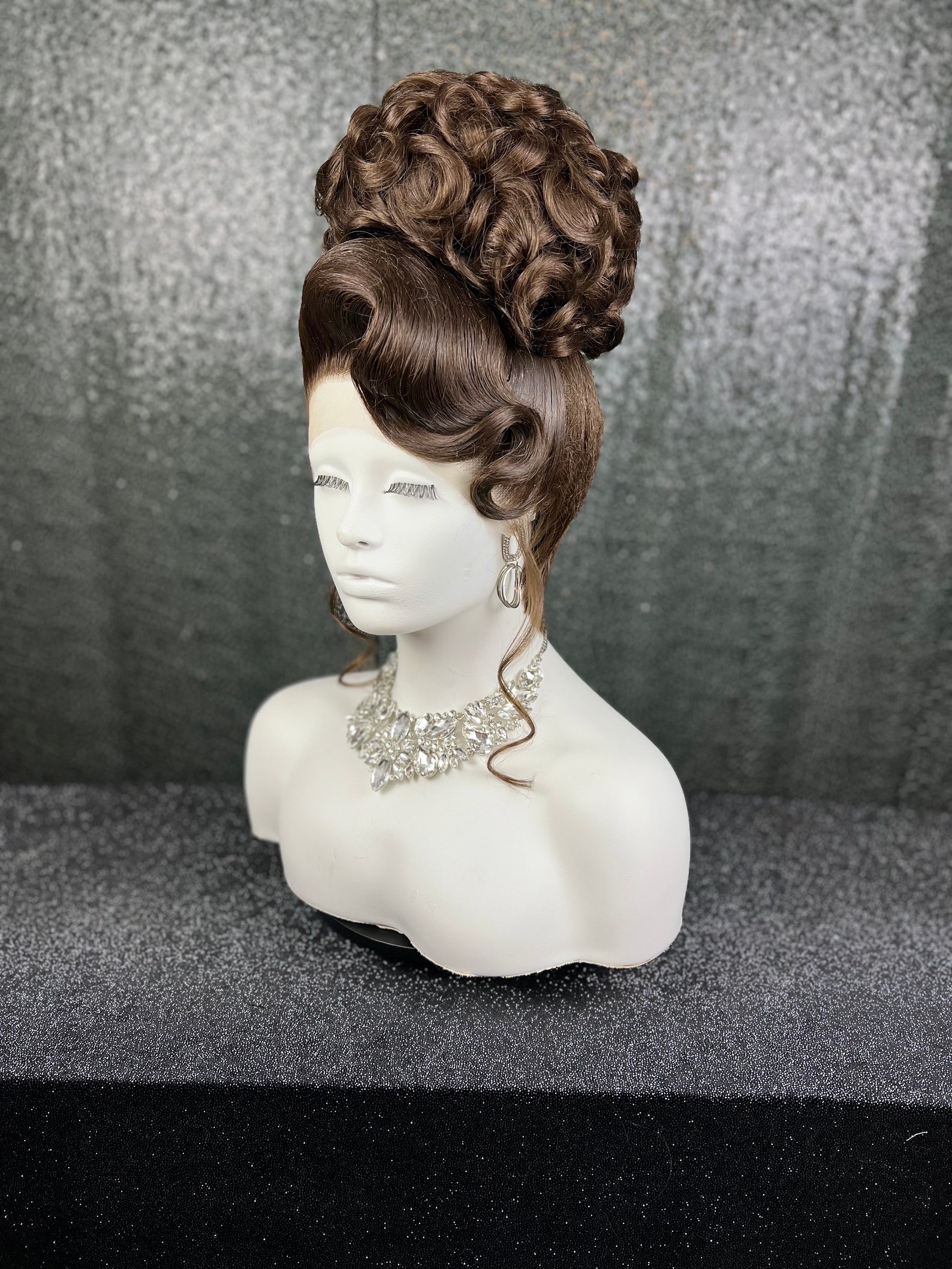 Drag Pageant Updo | High Curly Bun With Bang | Styled Lace Front Drag ...