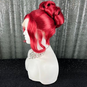 Sculpted Bun Updo With Face Framing Bangs Pageant Wig Styled Lace Front ...