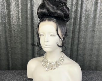 Drag Pageant Updo High Curly Bun With Bang Styled Lace Front Drag Queen ...