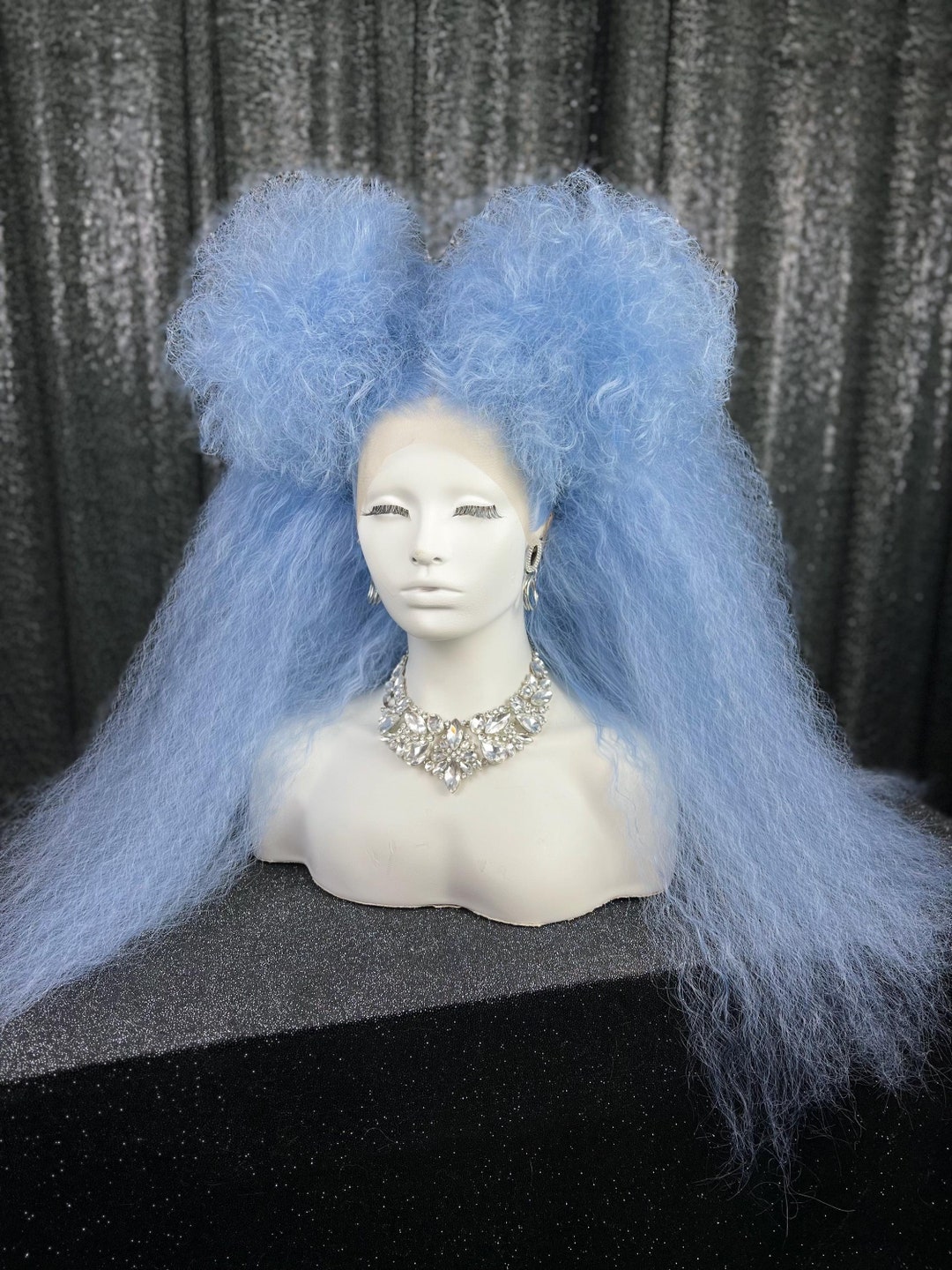 Crimped Spacebuns Hairstyle | Synthetic Custom Wig | Styled Lace Front ...