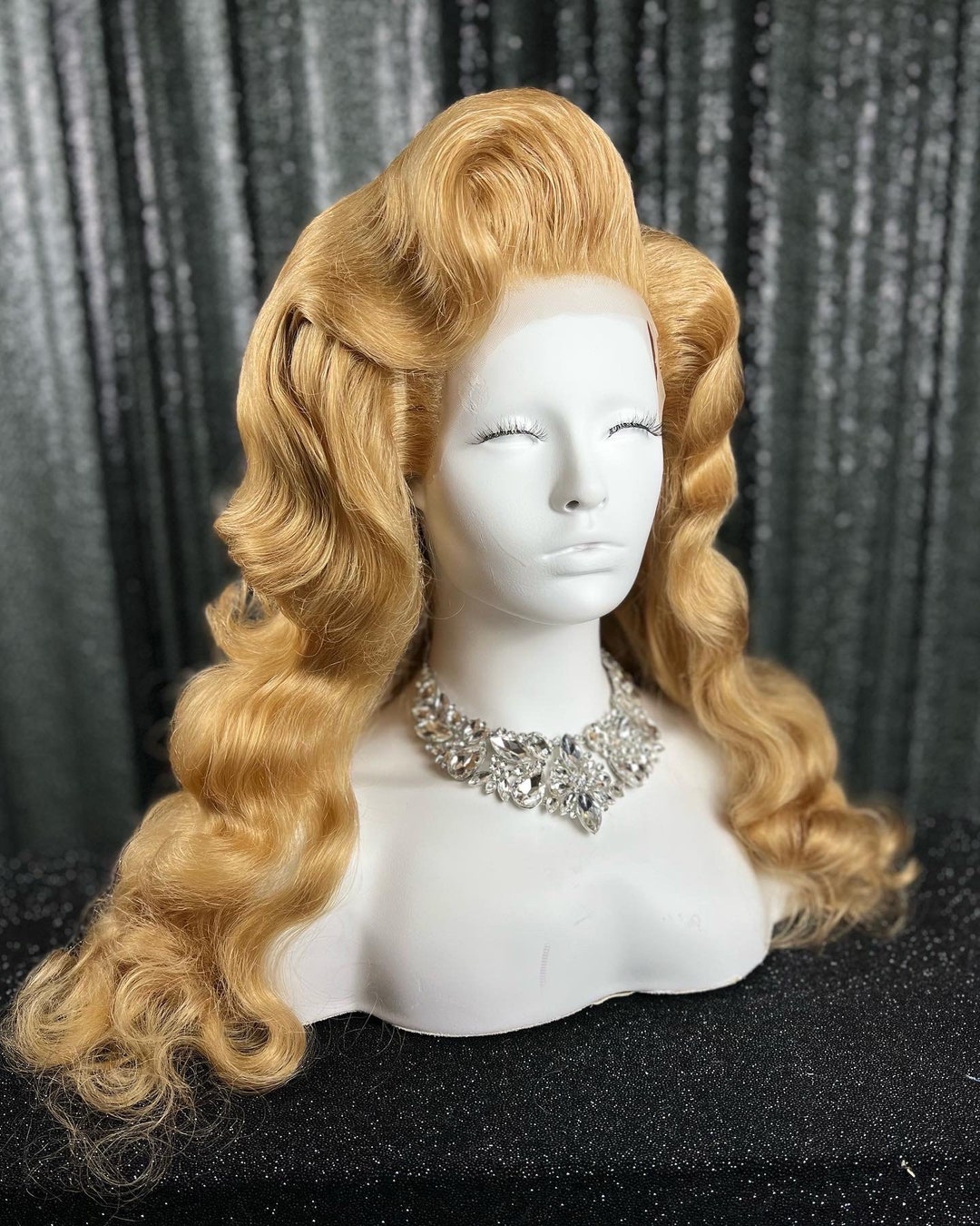 Styled Lace front Drag Queen Wig Elegant Finger Wave - Etsy Österreich