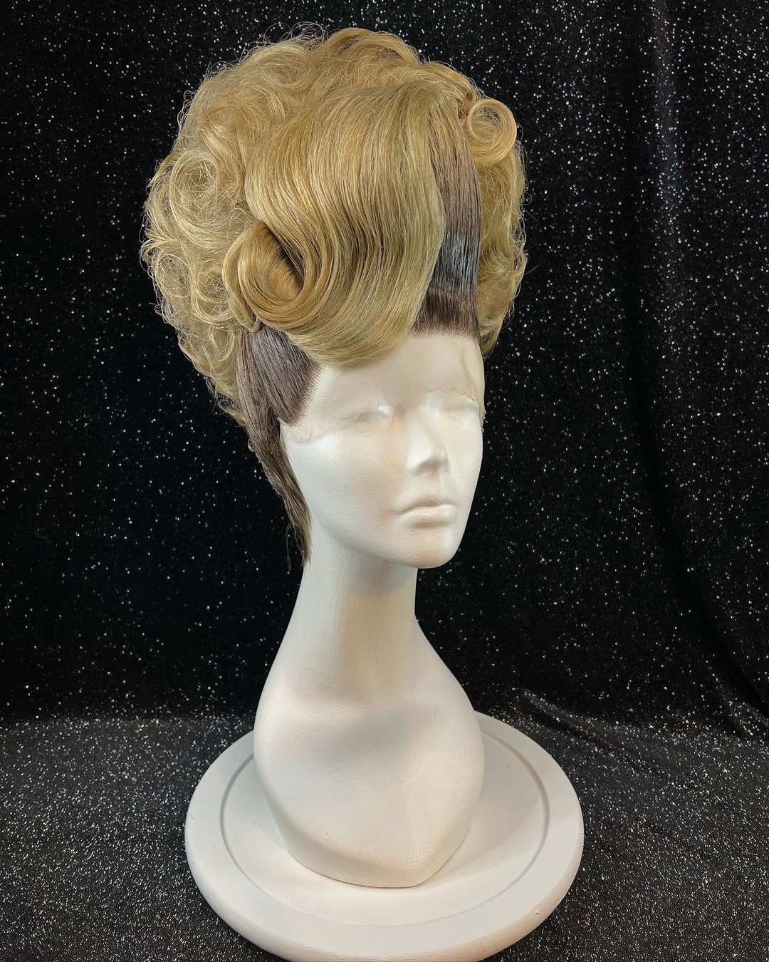 Big Curly Updo With Sculpted Bang Styled Lace Front Drag Queen Wig ...