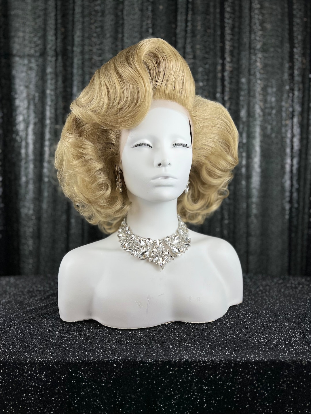 Vintage Hollywood Hairstyle Styled Lace Front Drag Queen Wig 1950s 30s ...
