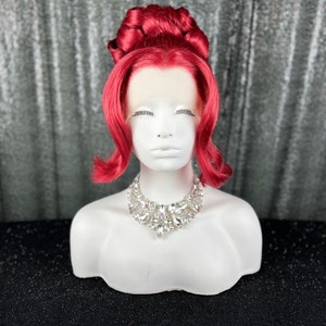Sculpted Bun Updo With Face Framing Bangs | Pageant Wig Styled Lace ...
