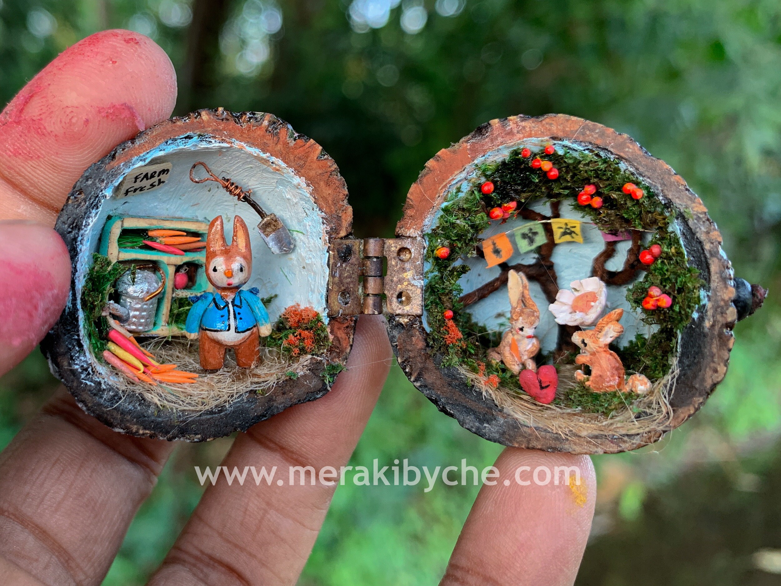 Miniature Bunny House Inside a Nutshell, Miniature Rabbits, Pocket ...