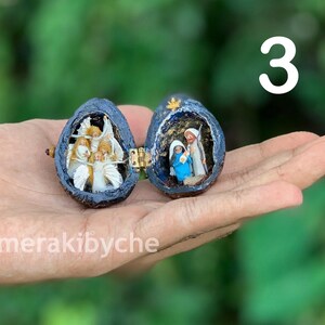 Miniature Nativity Scene in a Nutshell, Walnut Art, Tiny Nativity ...