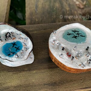 Miniature Penguin Diorama in a Nutshell, Resin Penguin Diorama ...