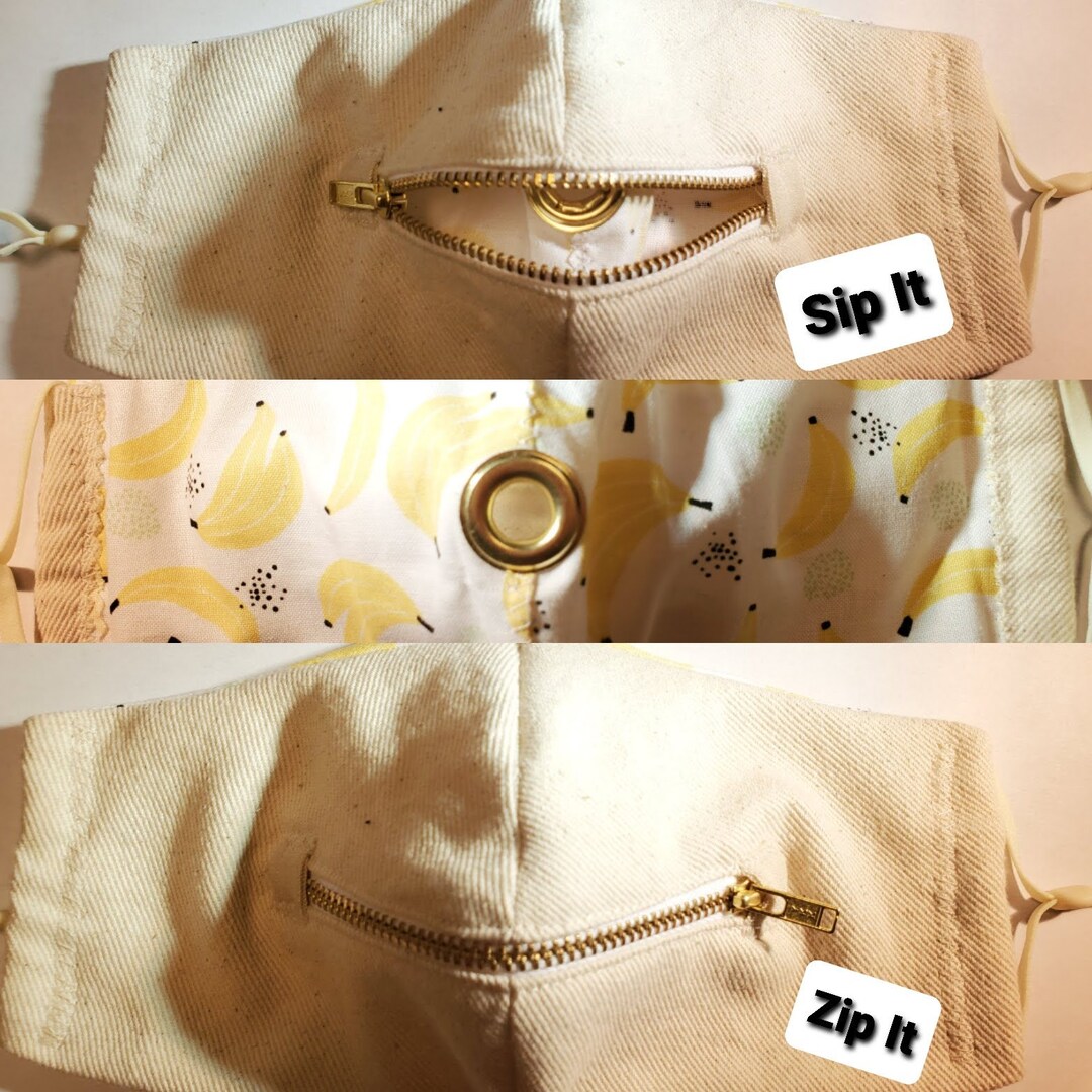 Sip It and Zip It Mask- the Face Mask With a Zipper and a Drinking Hole ...