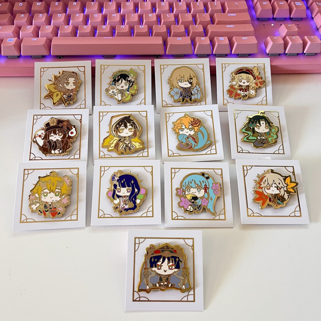 Genshin Impact Enamel Pins Cute Anime Art Raiden Scaramouche Venti ...