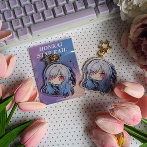 Jingliu HSR Keychain Honkai Star Rail Art Cute Destruction Ice Chibi ...