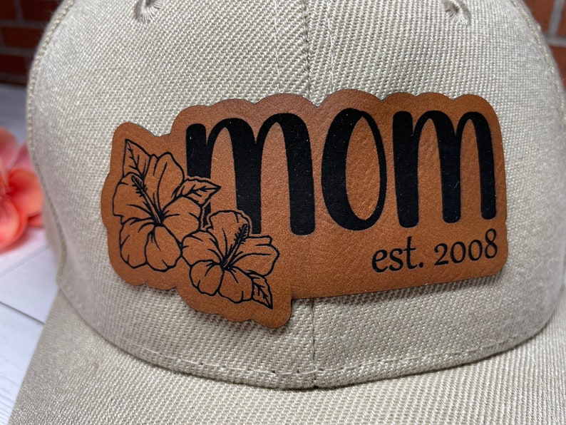 Mom Hibiscus Leatherette Patch Baseball Cap, Personalized Mom ...