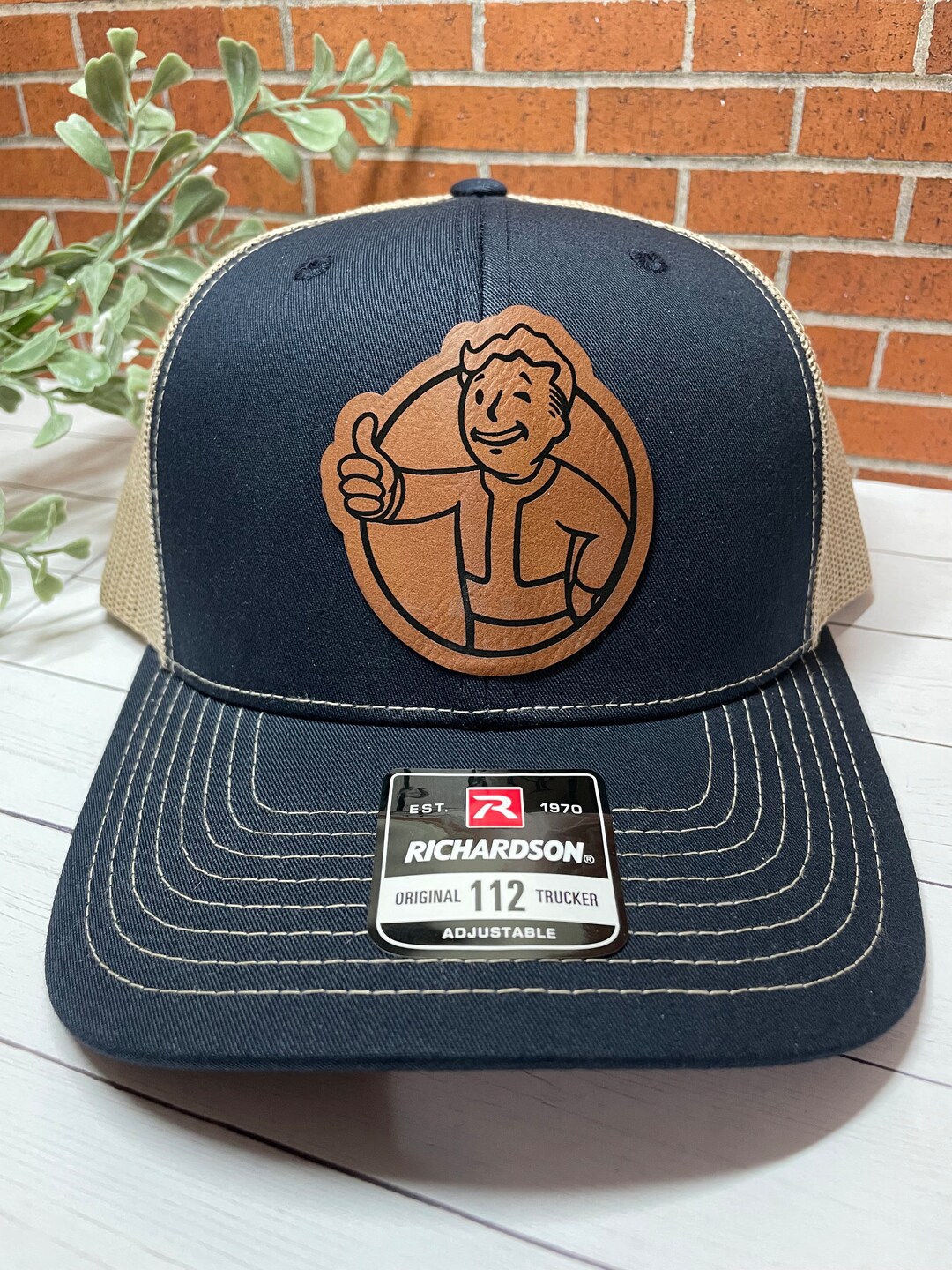 Vault Boy Trucker Hat Fallout Vault Boy Laser Engraved PU Patch on a ...