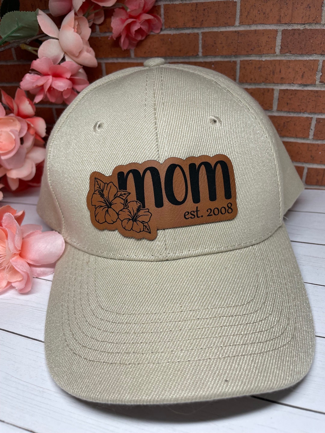 Mom Hibiscus Leatherette Patch Baseball Cap, Personalized Mom ...