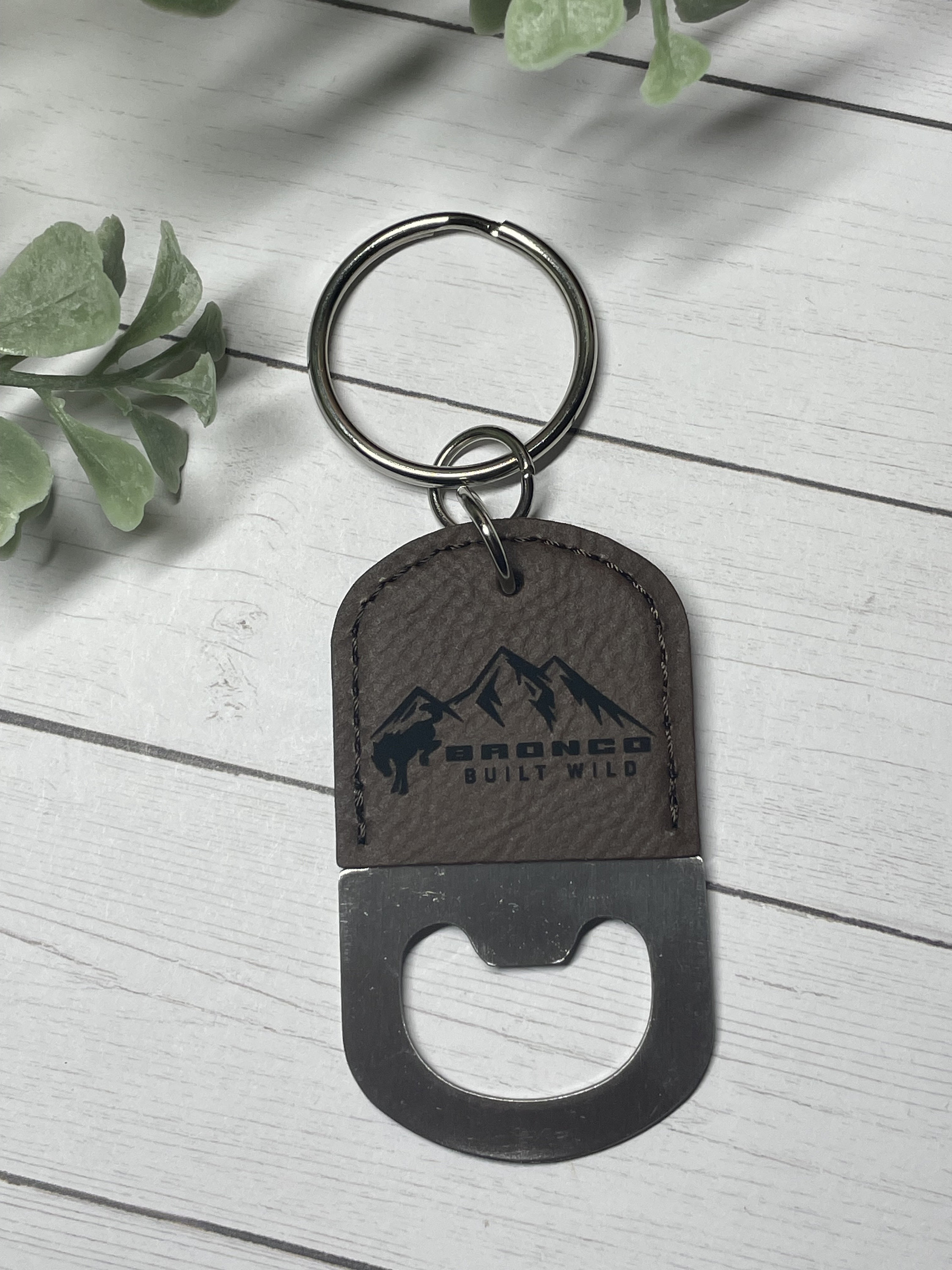 Ford Bronco PU Leather Beer Bottle Opener Keychain Laser Engraved ...
