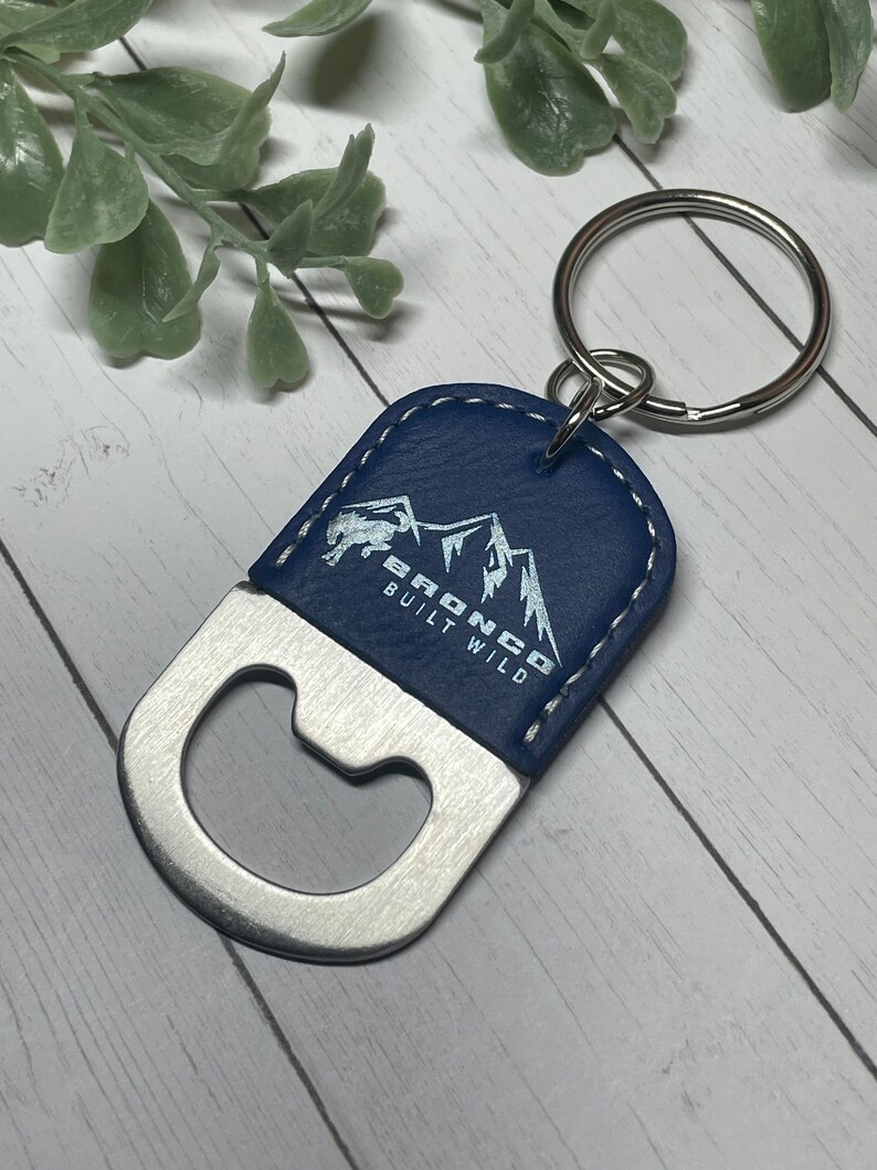 Ford Bronco PU Leather Beer Bottle Opener Keychain Laser Engraved ...