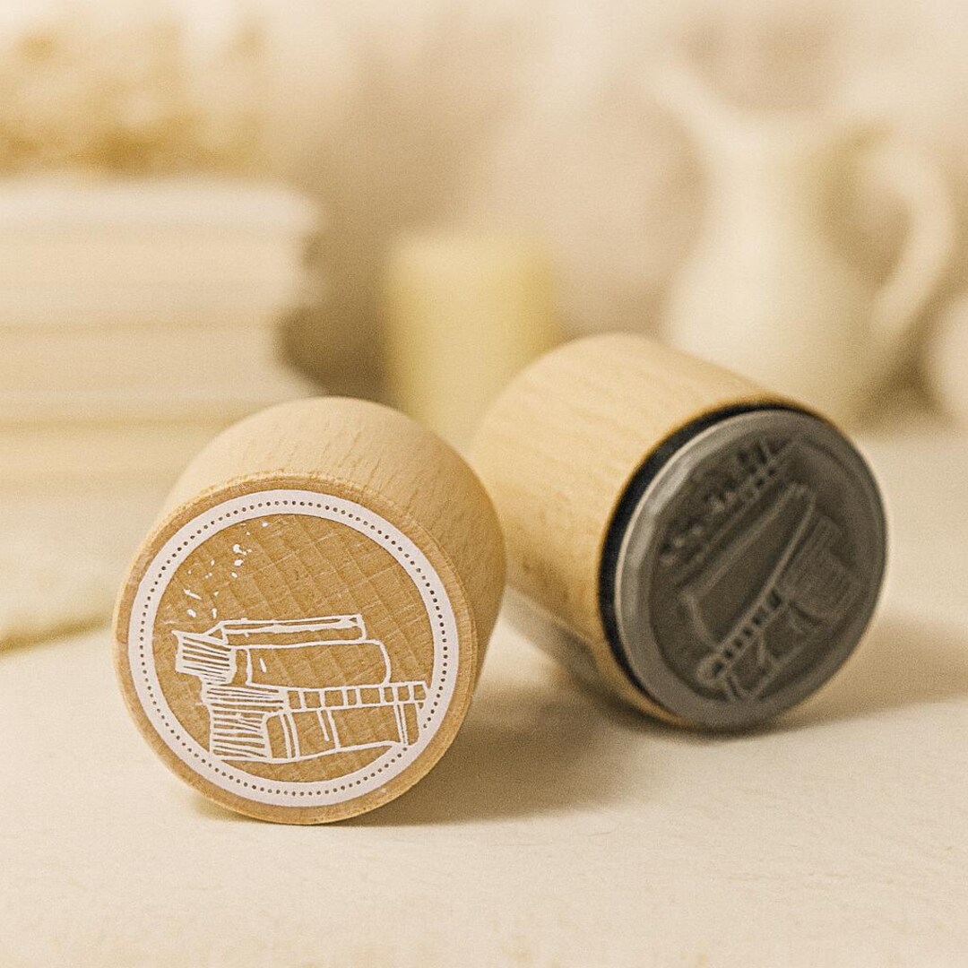 Rubber Stamp Book Ex Libris | Wooden Rubber Stamp Ø3cm Library Teacher ...