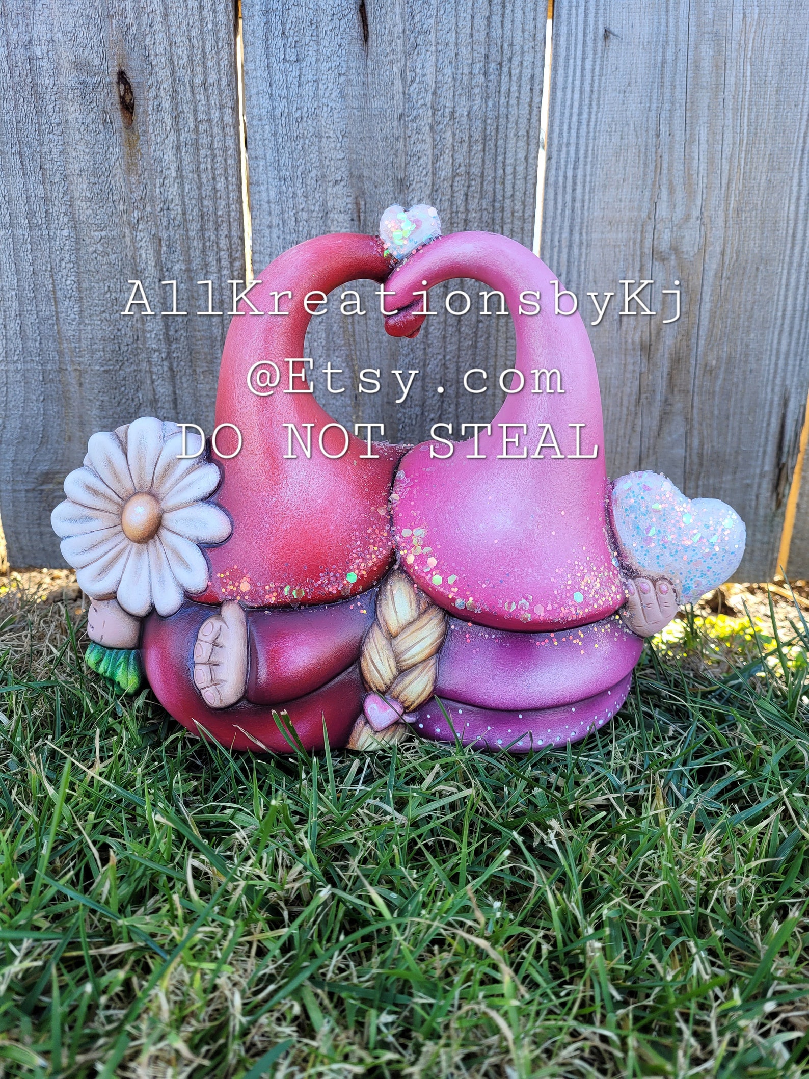 Ceramic Kissing Gnomes, Ceramic Gnome, Valentine's Day Gnomes, Clay ...