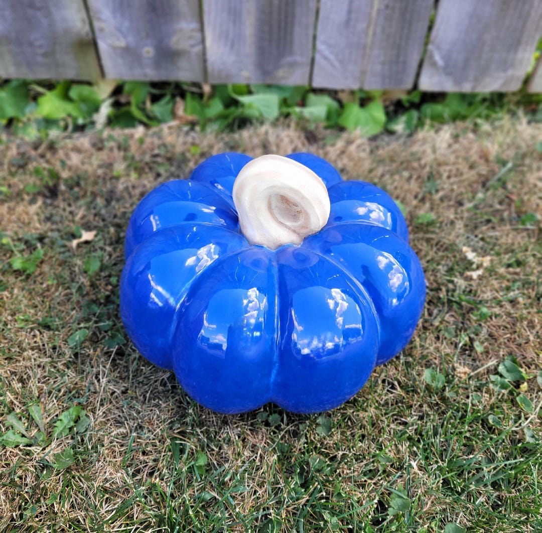 Ceramic Blue Glazed Pumpkin, Ceramic Pumpkin, Blue Pumpkin, Halloween ...