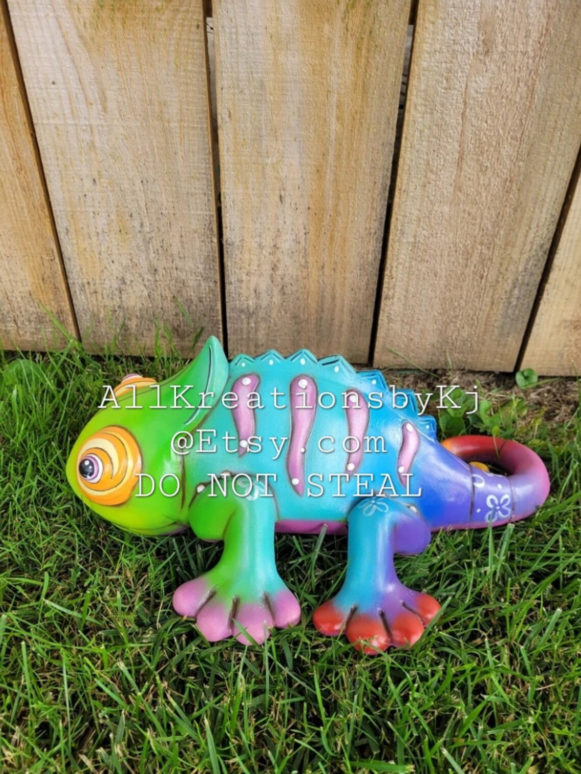 Ceramic Chameleon, Hand Painted Chameleon, Ziggy the Chameleon, Clay ...