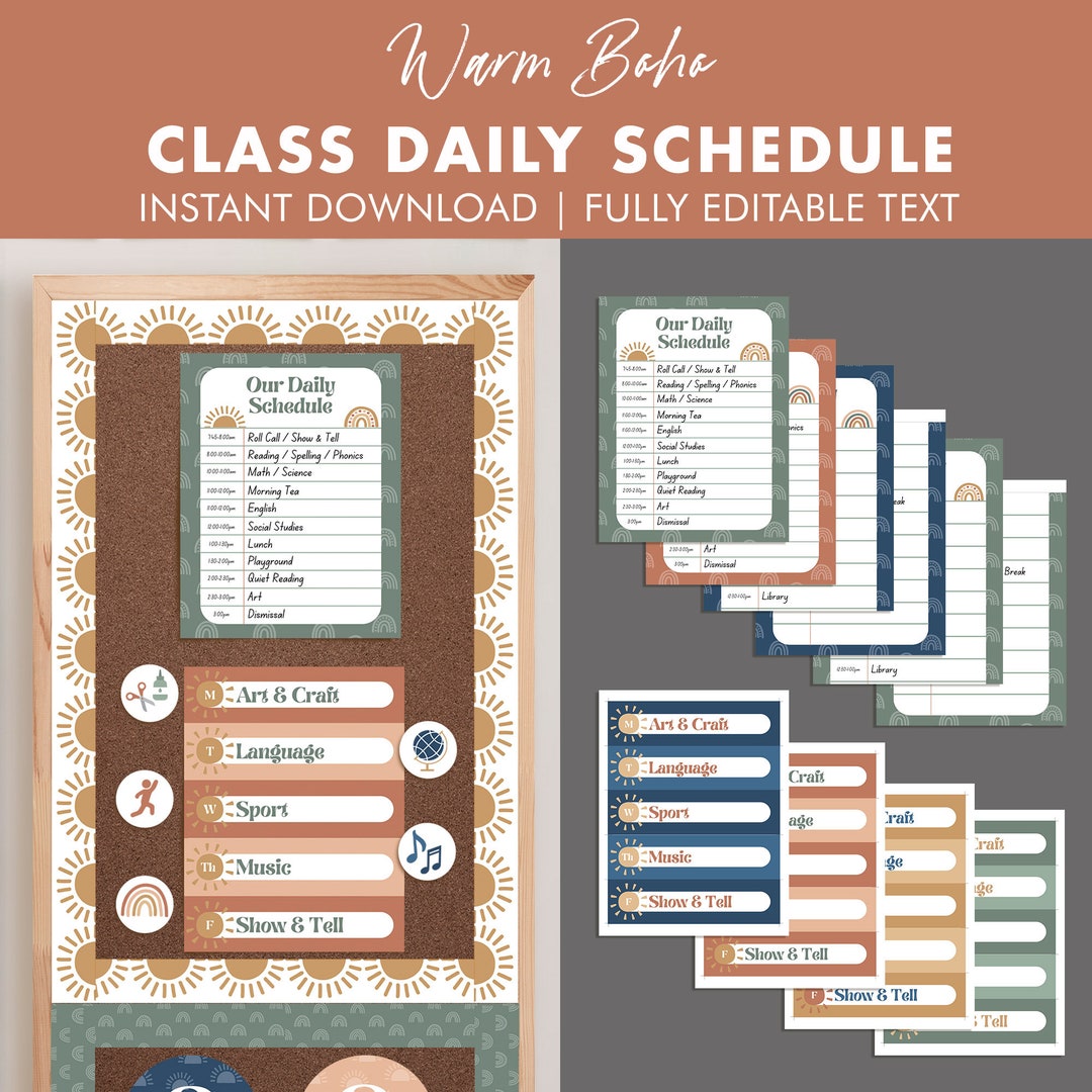 Classroom Schedule, Class Daily Schedule, Classroom Printable ...