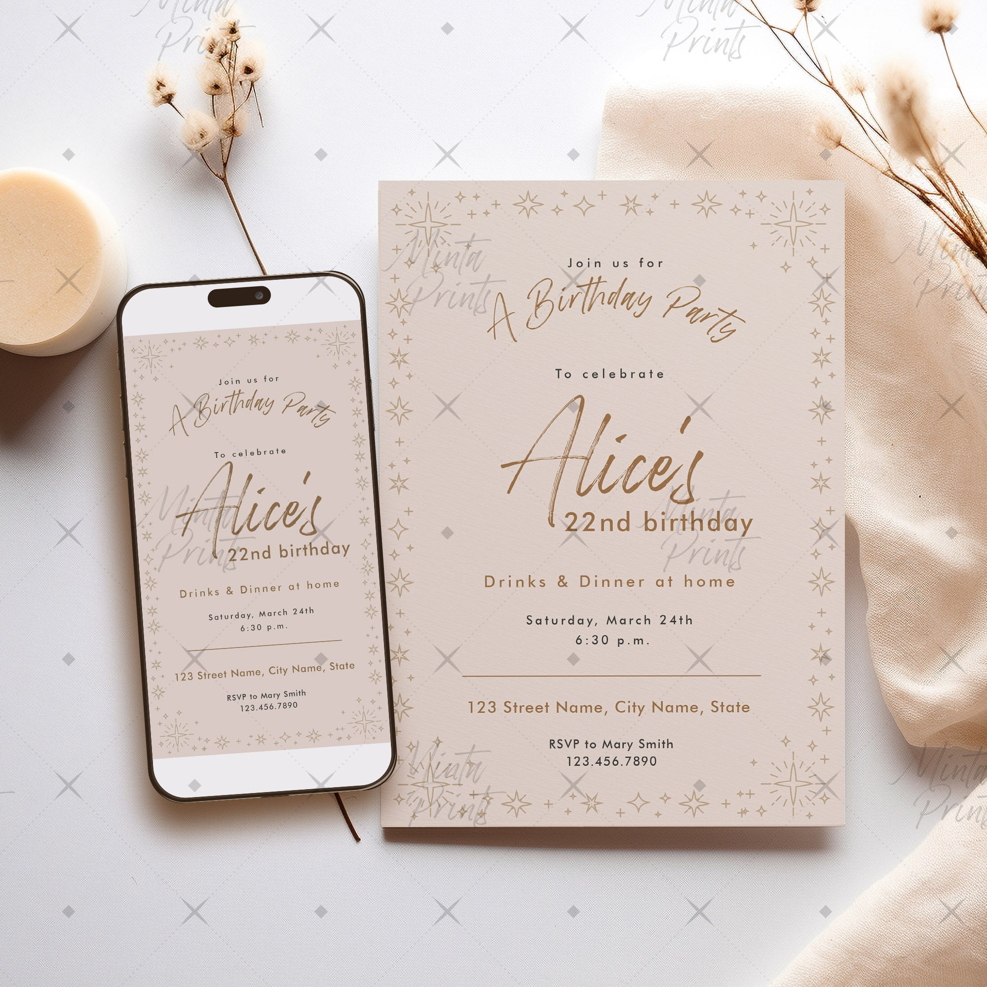 Instant Download, Invitation Mockups, Mobile Invitation Mockup, Styled ...