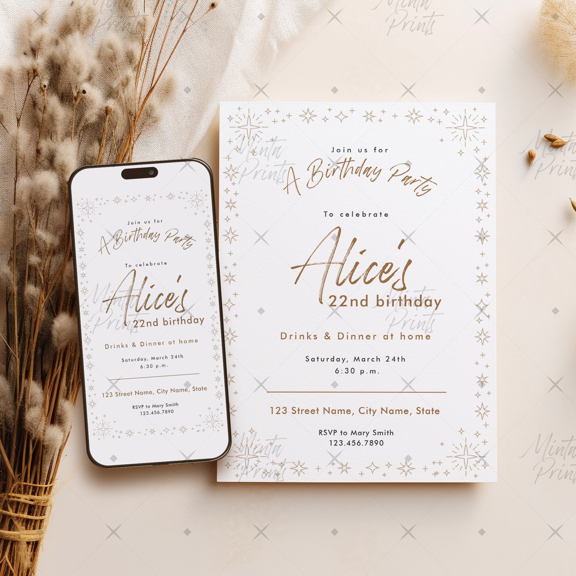 Instant Download, Invitation Mockups, Mobile Invitation Mockup, Styled ...