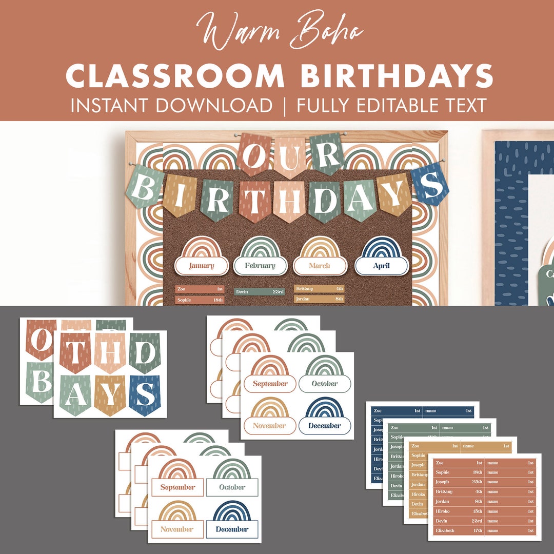 Classroom Birthday Display, Classroom Printable, Classroom Decor ...