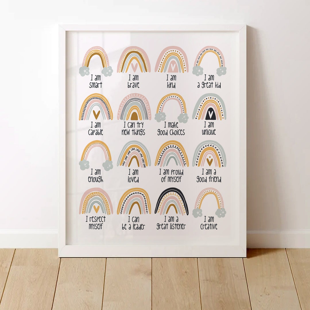 Instant Download, Affirmation Poster, Positive Affirmations, Rainbow ...