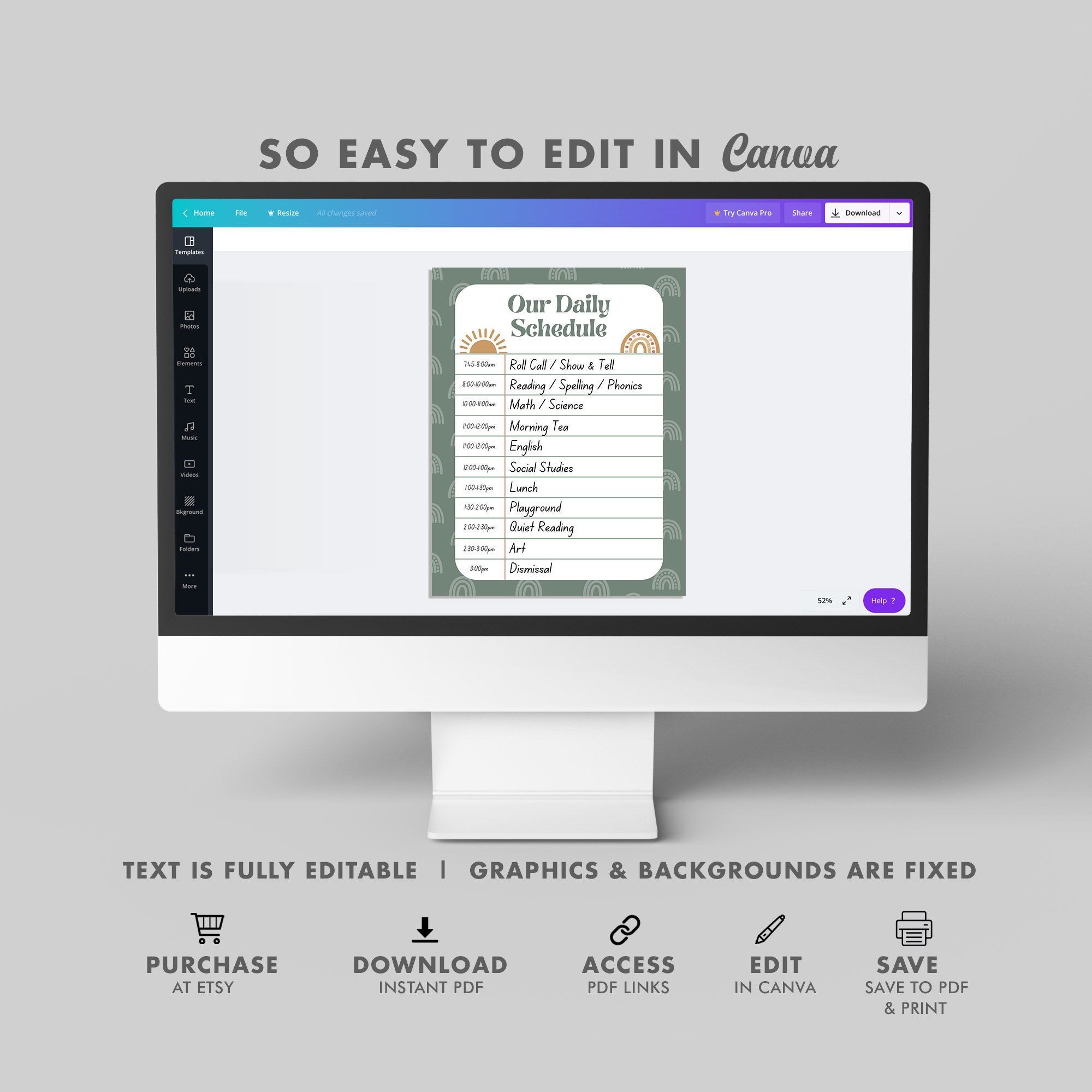 Classroom Schedule, Class Daily Schedule, Classroom Printable ...