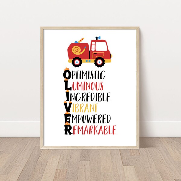 Personalized Fire Truck Art - Etsy
