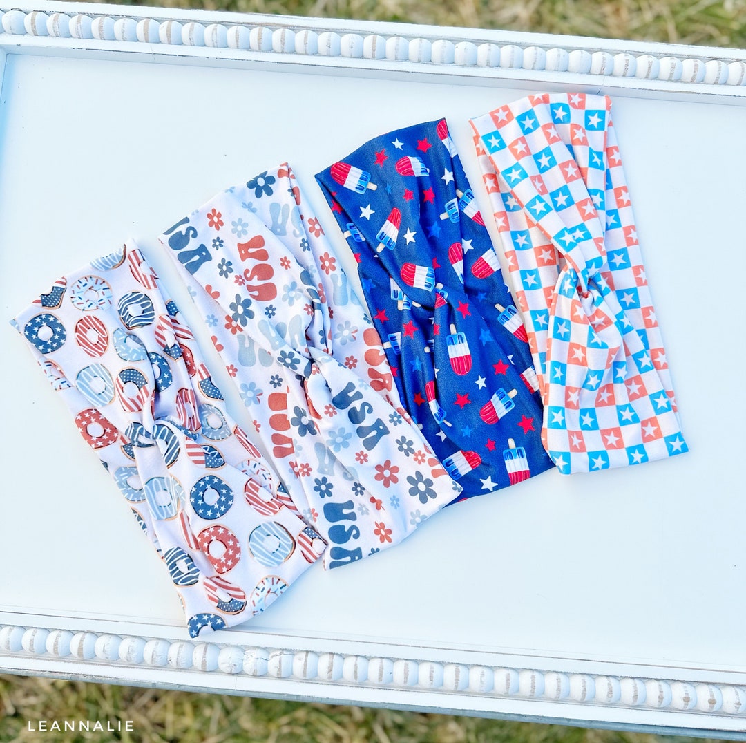 Patriotic Twisty Top Headbands, Patriotic Headband, Soft Headband, USA ...