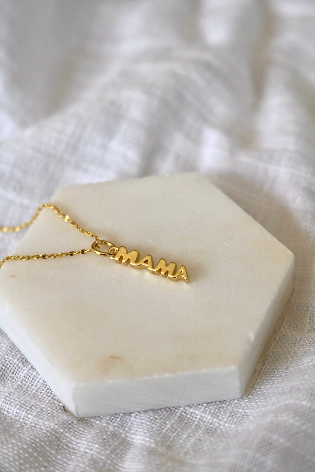 Mama Necklace in 18k Gold | Gold Mama Necklace | Mothers Day Necklace ...