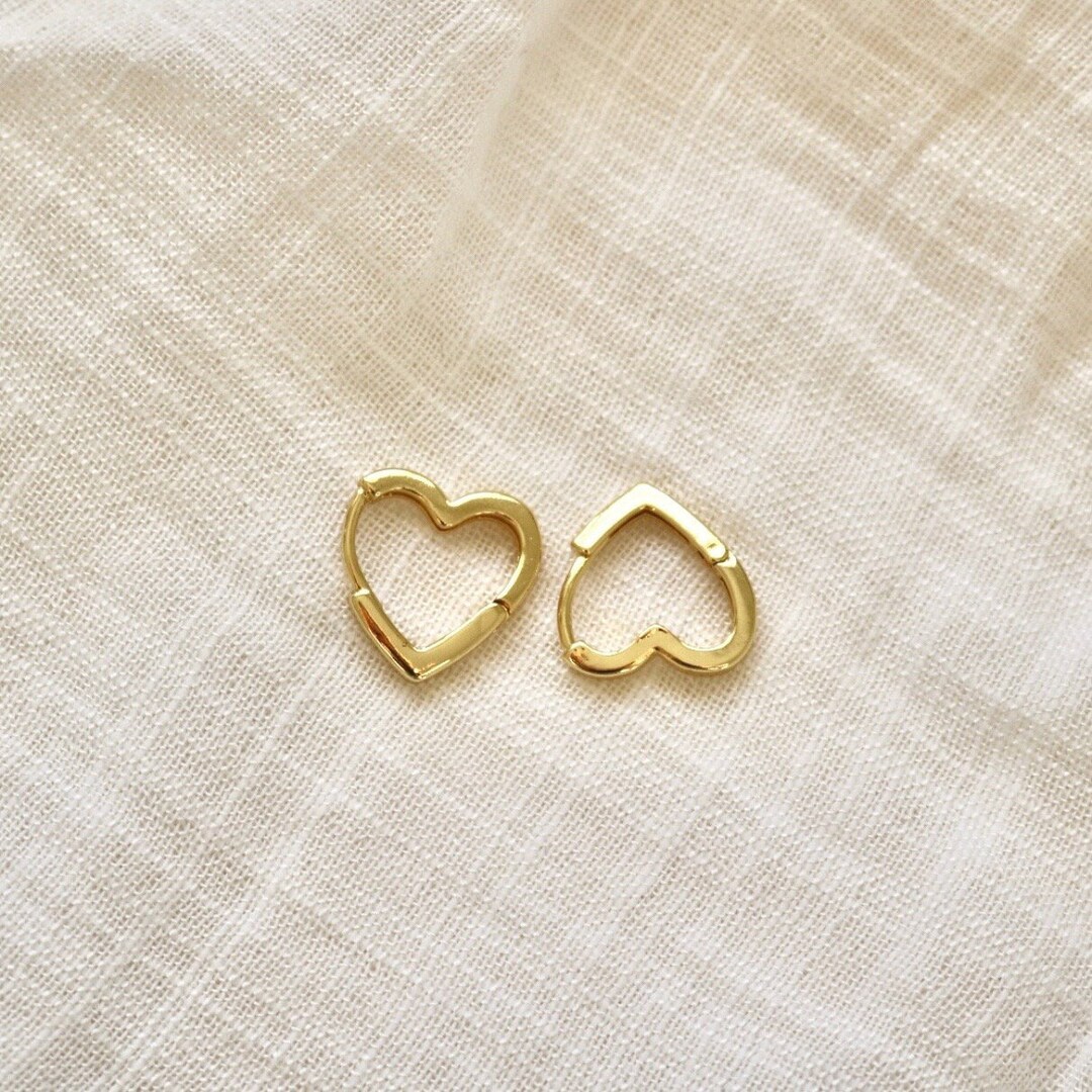 18k Gold Plated Heart Shaped Hoop Earrings Hoop Earrings - Etsy