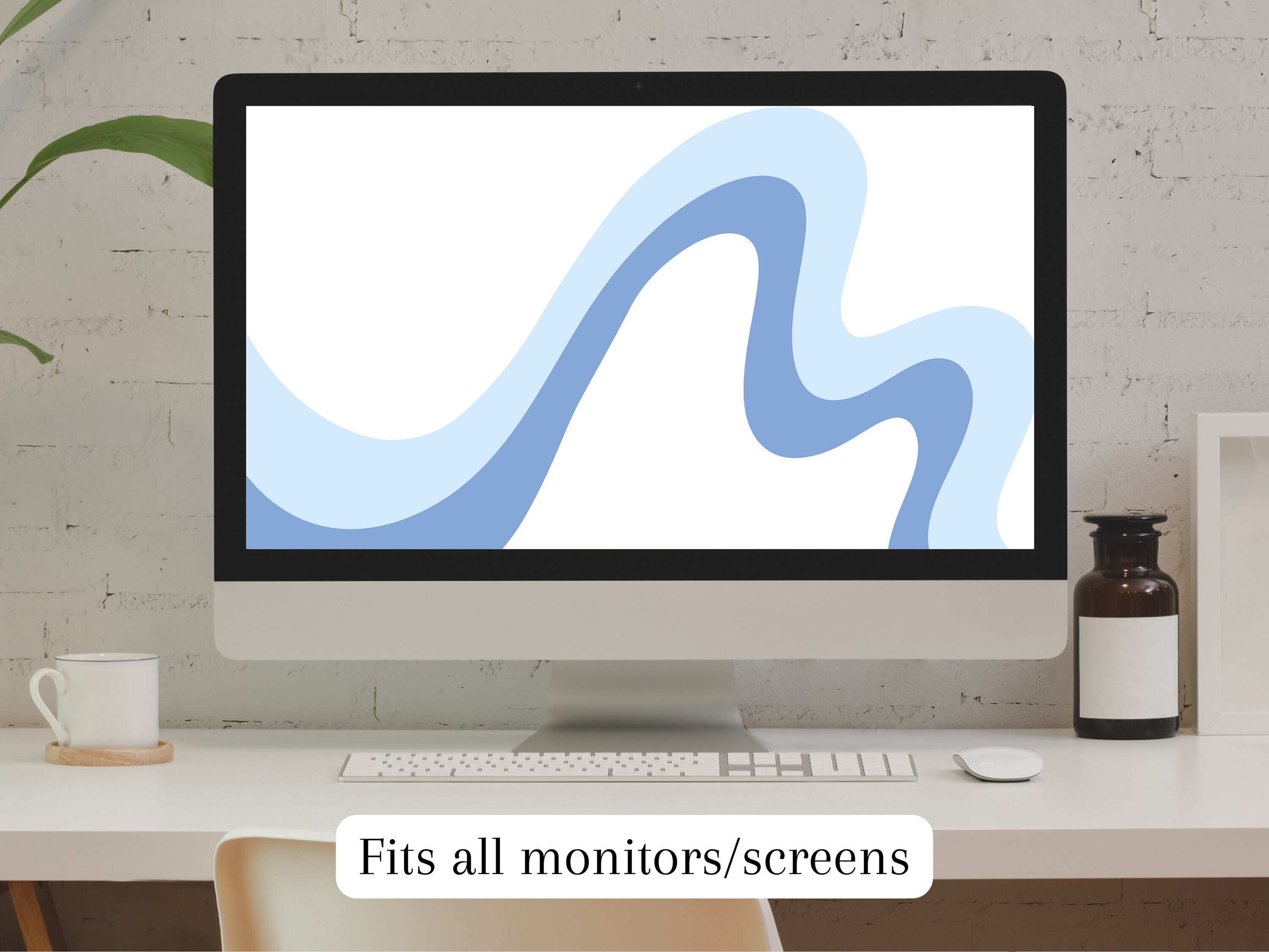 Aesthetic Blue Digital Desktop Wallpaper - Etsy
