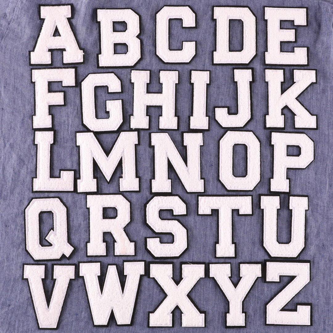 White Letters Chenille Iron on Patch,chenille Letters Patch,iron on ...