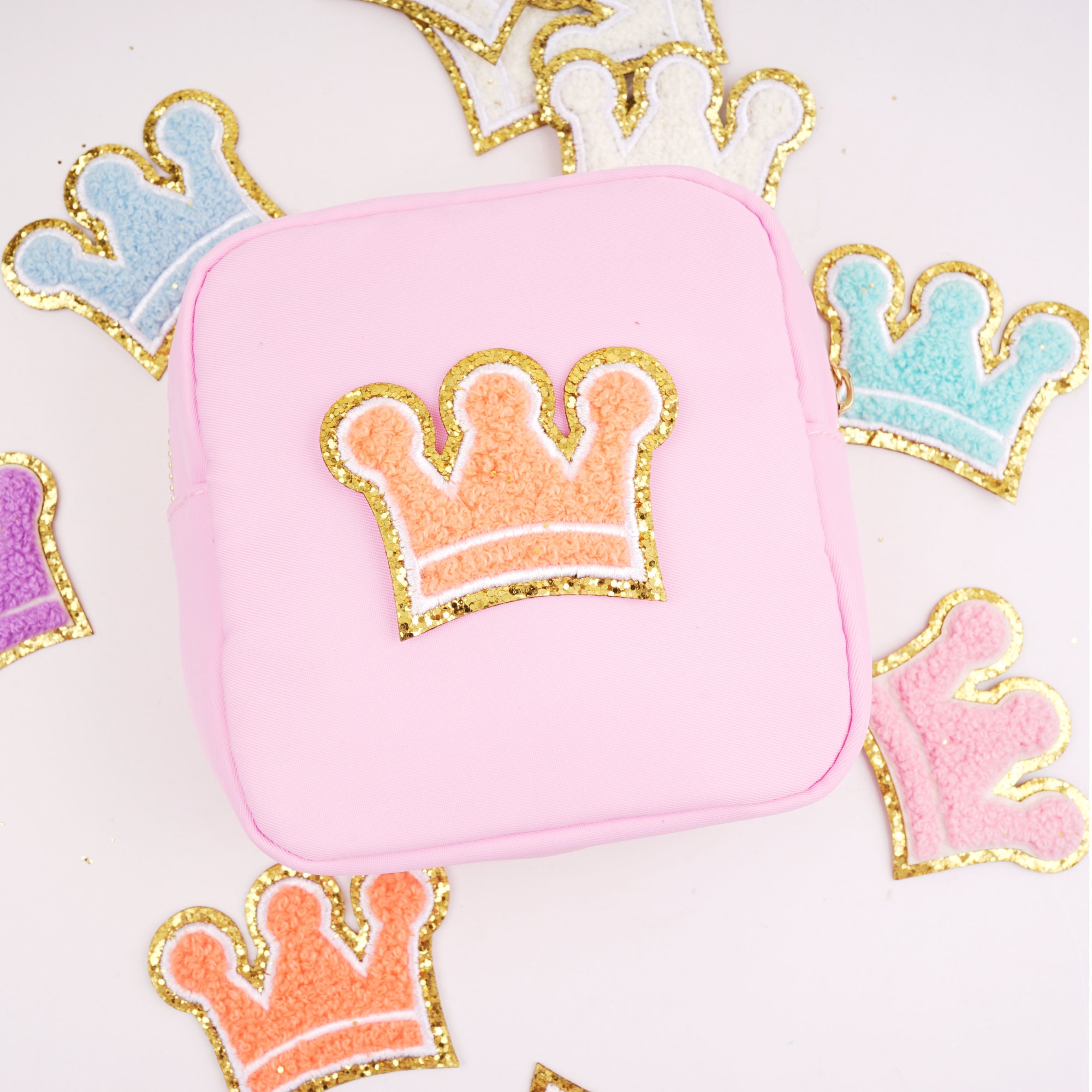 NEW Pink Crown Chenille Patches,crown Iron on Chenille Glitter Patch,embroidered Crown Badge ...